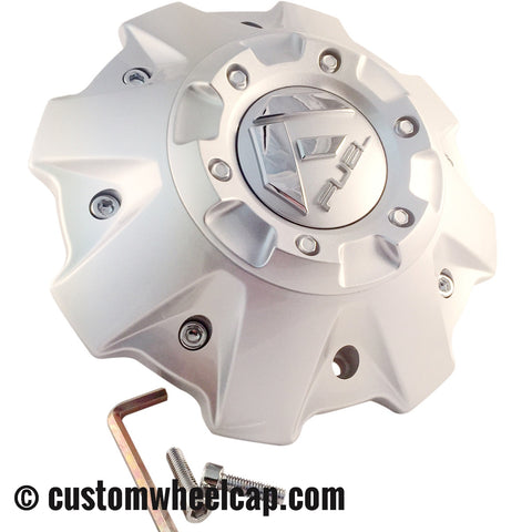 Fuel Off Road Center Caps 1001-63 5 & 6 Lug Silver with Chrome Rivets ...