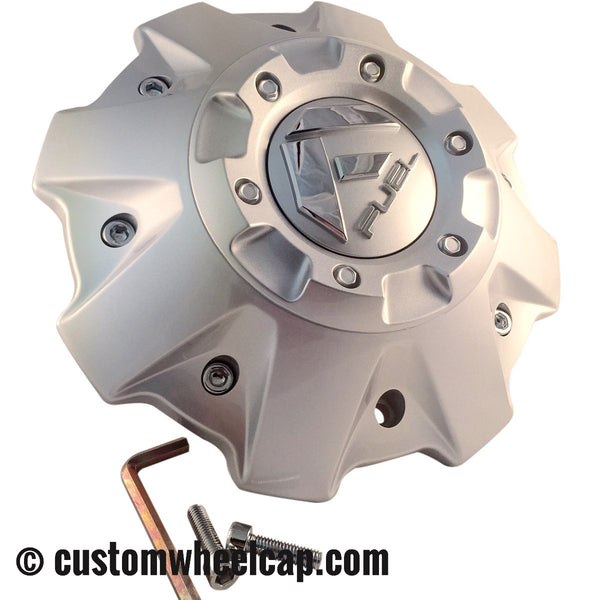 Fuel Off Road Center Cap 1001-63 5 & 6 Lug Silver with Chrome Rivets ...